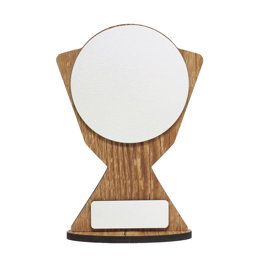 Troféu MDF Resinado Brilho Madeira com Aplique Branco para Sublimação ...