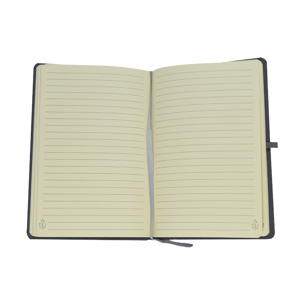 Caderno Capa Dura Reciclado na cor Cinza com 80 folhas Pautadas para ...