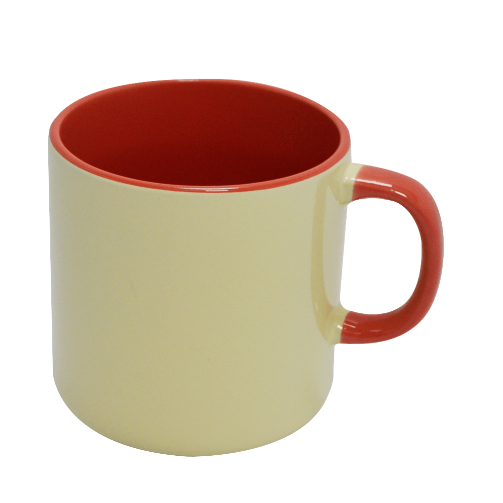 Caneca Cerâmica para Sublimação Alça Meia Lua Rosa Coral - 380ml - SOCD