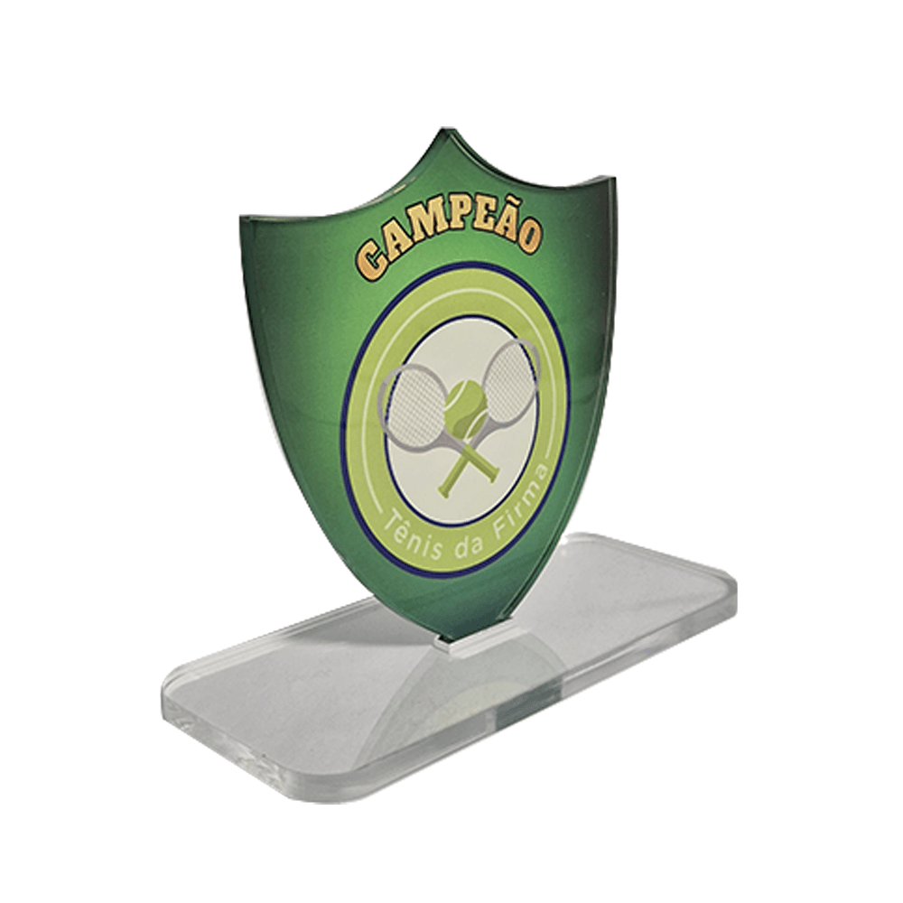 Troféu Acrílico Cristal para Sublimação com Base - Brasão Pontudo ...